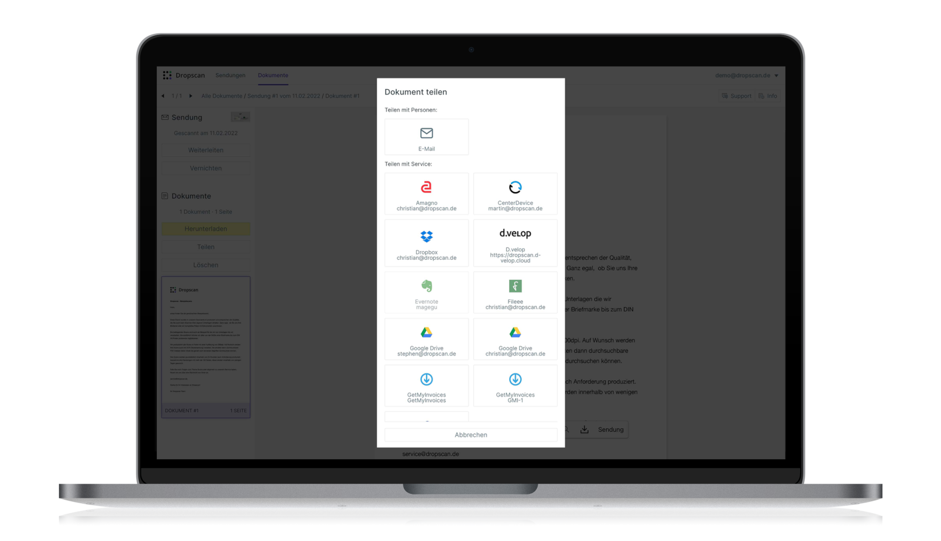 Dropscan Connector | Scanservice in der Cloud | d.velop store